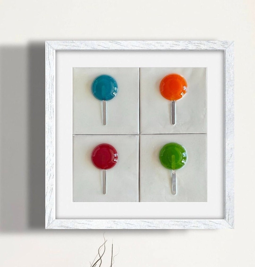 Set of 4 Original Pop Art Framed Sculptural Painting, Pop Art Wall Art ...