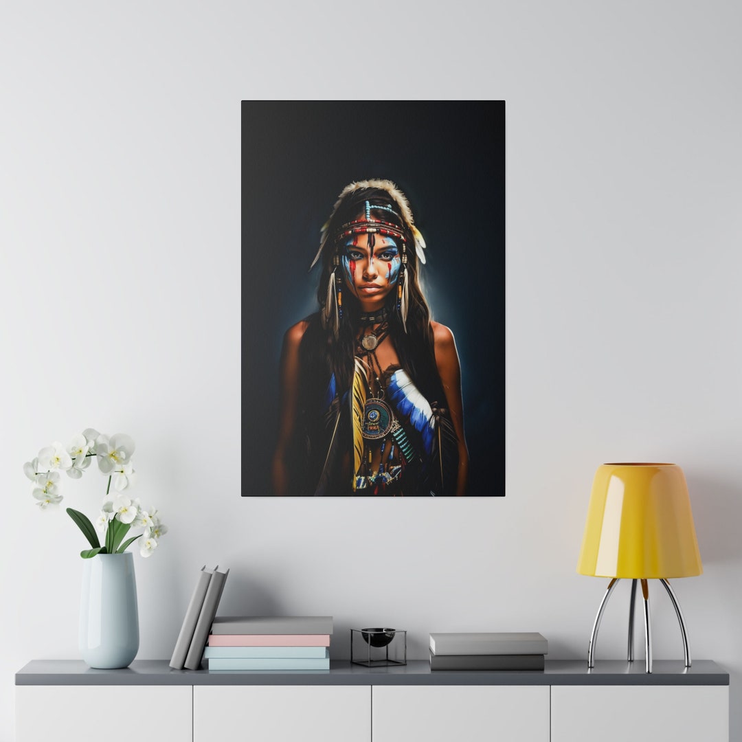 Matte Canvas, American Indian Native Women Art Canvas Print - Etsy