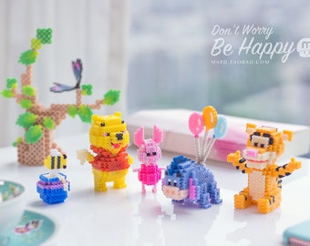Set of 5 Bundle Set - Winnie the Pooh Bear, Eeyore, Tigger 3D Perler ...