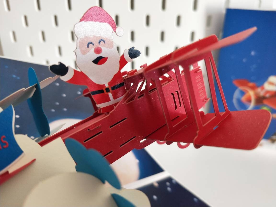 Christmas Santa in Red Airplane Pop up 3D Greeting Card - Etsy