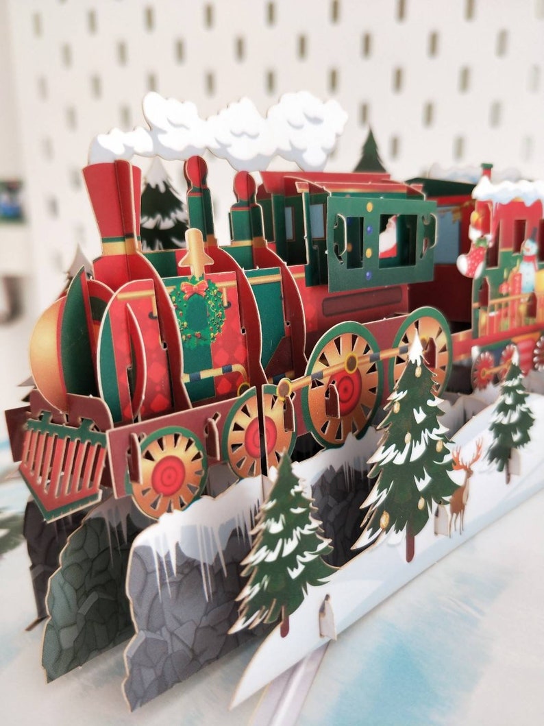Christmas Santa Steam Train- Pop up 3D Greeting Card, Handmade ...
