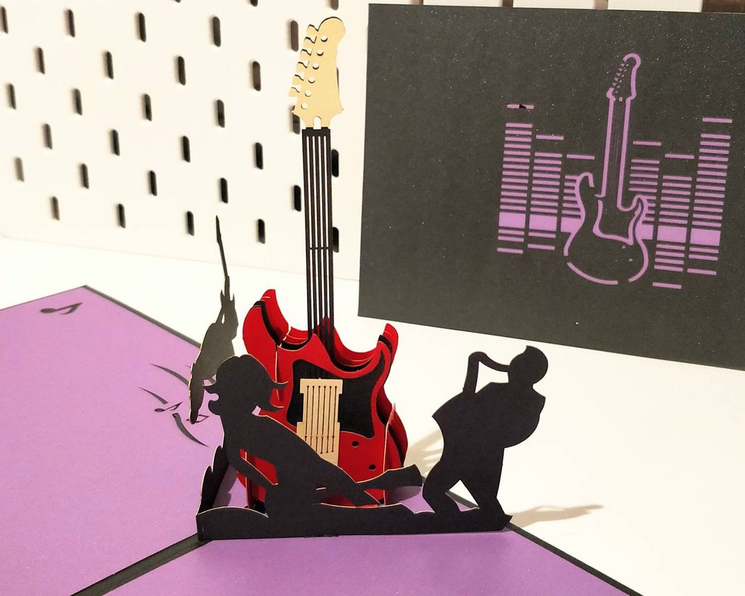 Electric Guitar and Band - Pop up 3D Card for Hobby Birthday, Father's ...