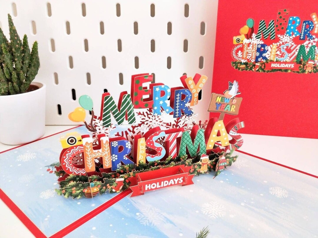 Merry Christmas - Pop up 3D Greeting Card, Handmade Christmas Gift ...