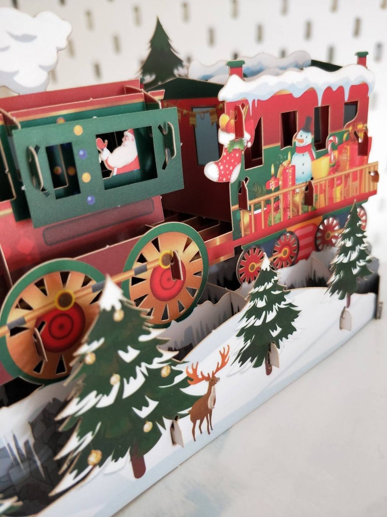 Christmas Santa Steam Train- Pop up 3D Greeting Card, Handmade ...