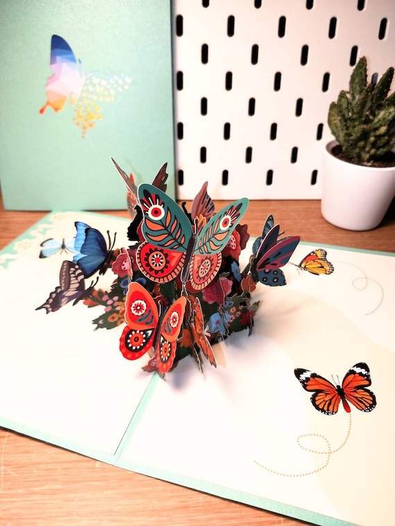 Butterfly and Flower Pop up 3D Card for Mothers Day | Etsy