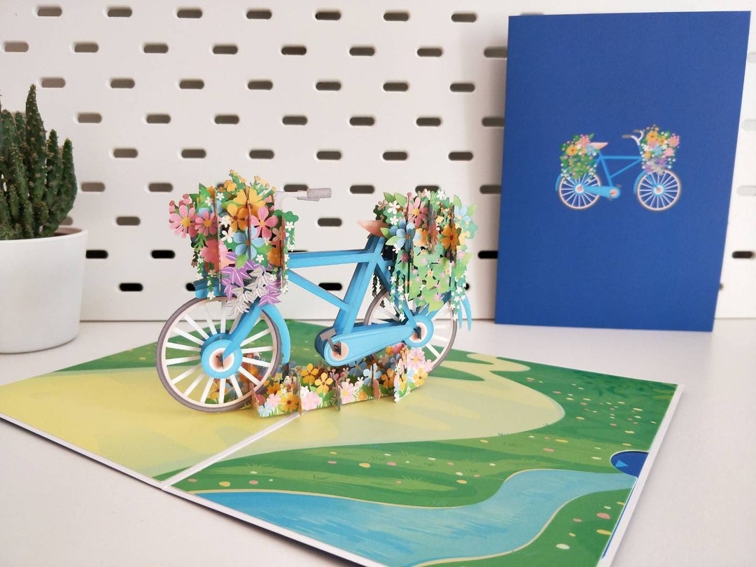 Flower Blossoming Bike - Pop up 3D Card Father's Mother’s Day Birthday ...