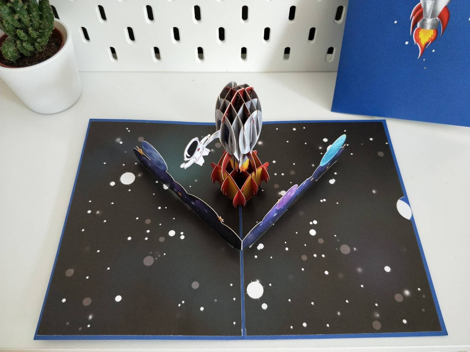 Rocket and Astronaut in Space Pop up 3D Greeting Card - Etsy