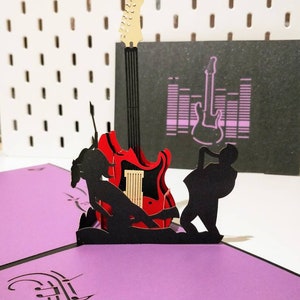Electric Guitar and Band - Pop up 3D Card for Hobby Birthday, Father's ...