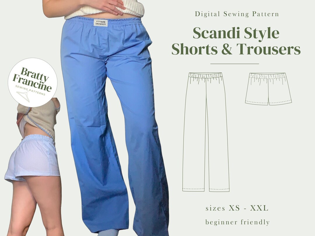 Scandi Style Shorts & Trousers Digital Pdf Sewing Pattern // UK Size 6 ...