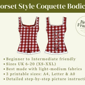 Corset Style Adjustable Coquette Bodice Digital Pdf Sewing Pattern ...