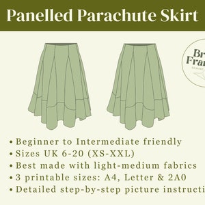 Panelled Parachute Skirt Digital Pdf Sewing Pattern // UK Size 6-20 ...