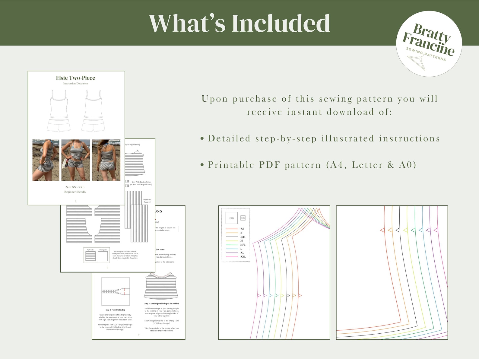 Elsie Two Piece Digital Pdf Sewing Pattern // UK Size 6-20 // XS-XXL ...