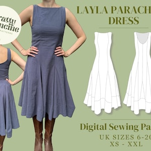 Layla Parachute Dress Digital Pdf Sewing Pattern // UK Size 6-20 // XS ...