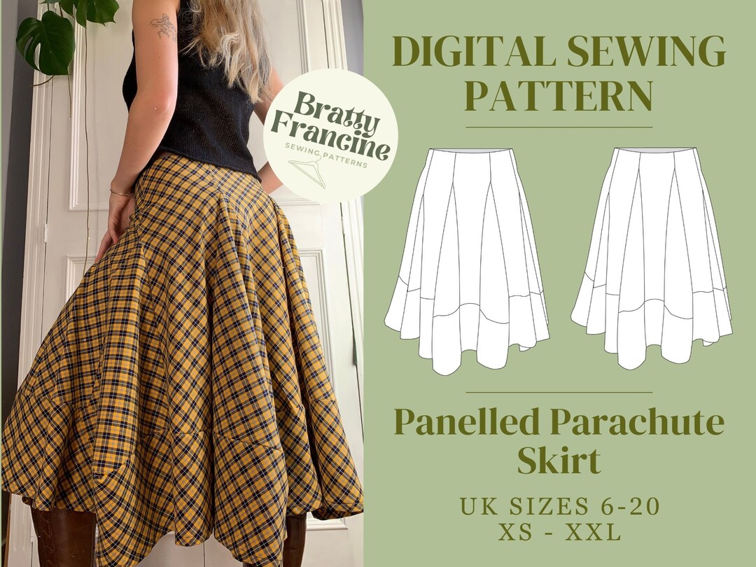 Panelled Parachute Skirt Digital Pdf Sewing Pattern // UK Size 6-20 ...
