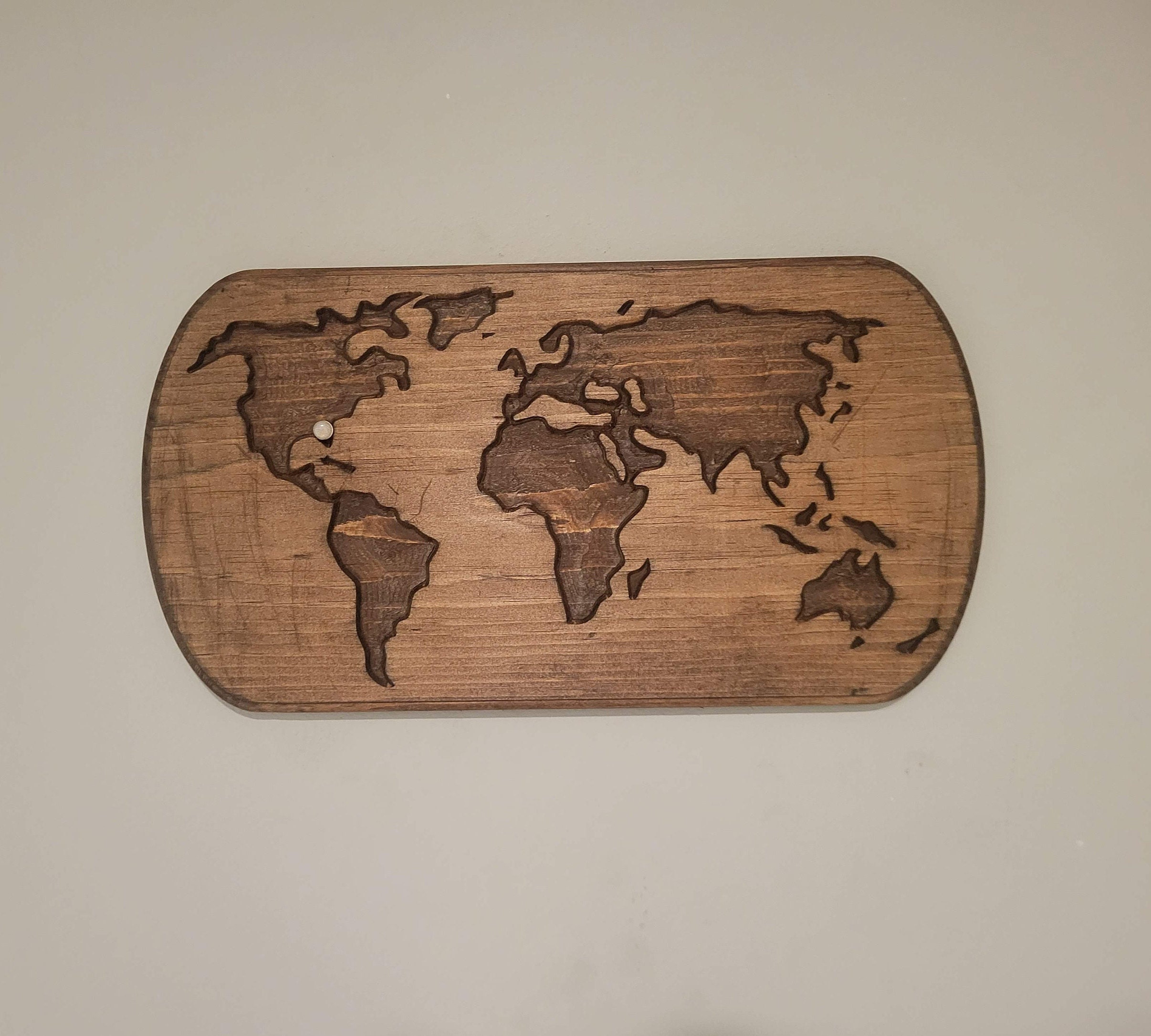 Wooden World Travel Map - Etsy
