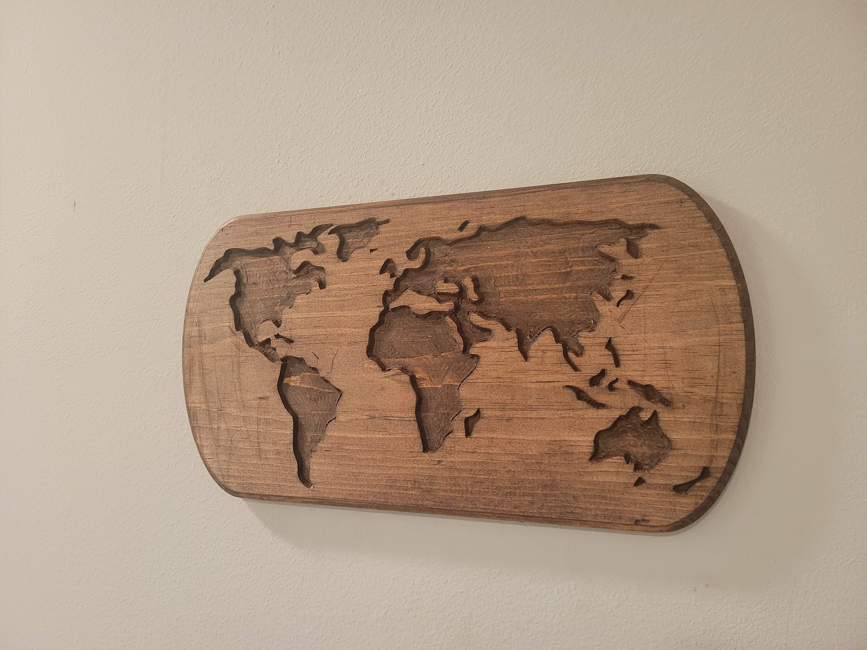 Wooden World Travel Map - Etsy