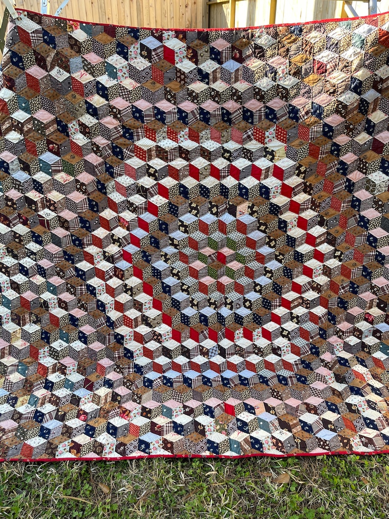 1800s Medallion Tumbling Block Quilt-best of the Best! - Etsy