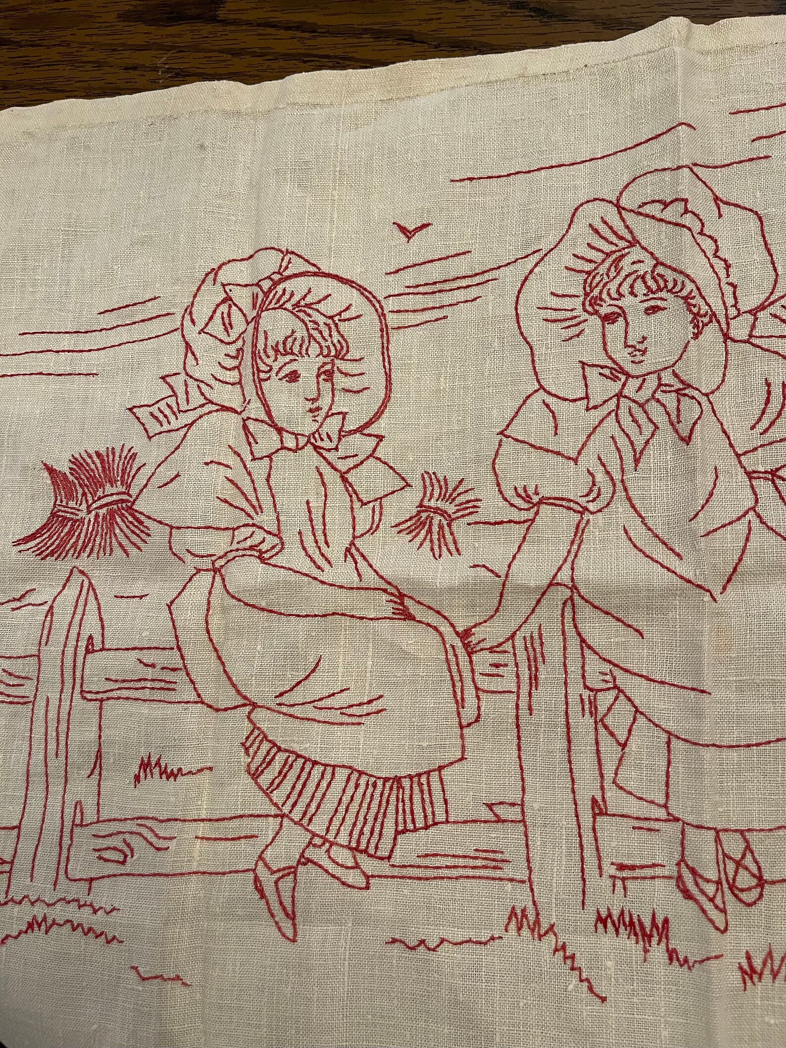 Victorian Redwork Splash Cloth - Etsy