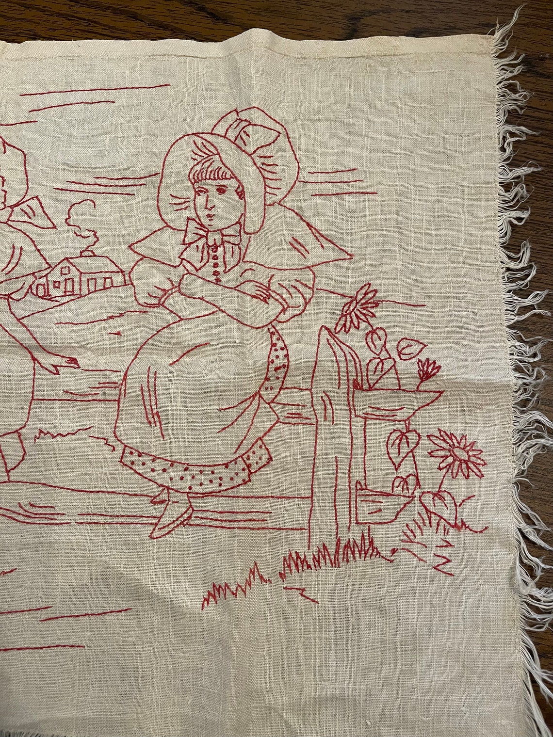 Victorian Redwork Splash Cloth - Etsy