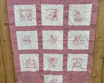 Redwork Quilt Top-ruby Mckim Nursery Rhymes - Etsy