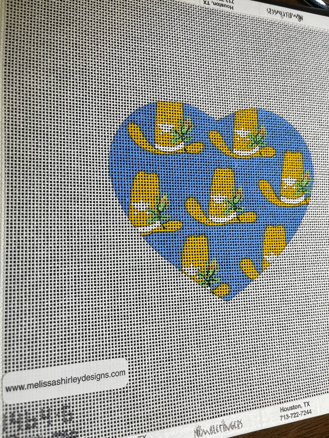 Melissa Shirley Needlepoint Canvas-texas Heart - Etsy