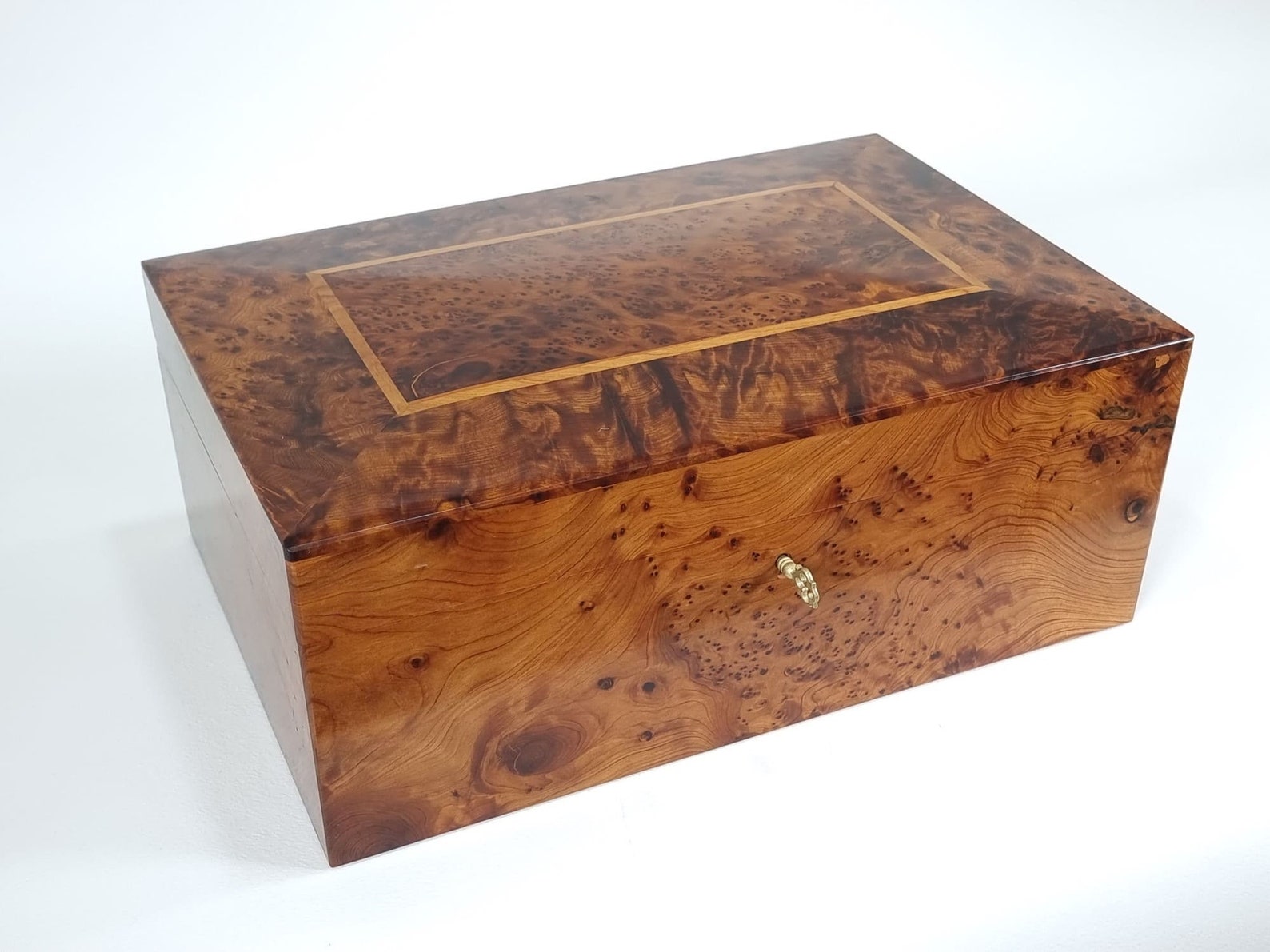Large HANDMADE Solid Thuya Burl JEWELRY BOX Wood Gift, 12x8 Lockable ...