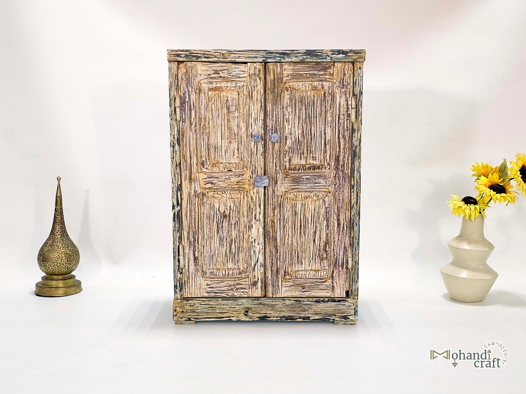CLASSIC WOOD CLOSET, Moroccan Rustic Wooden Closet, Large Vintage Hand ...