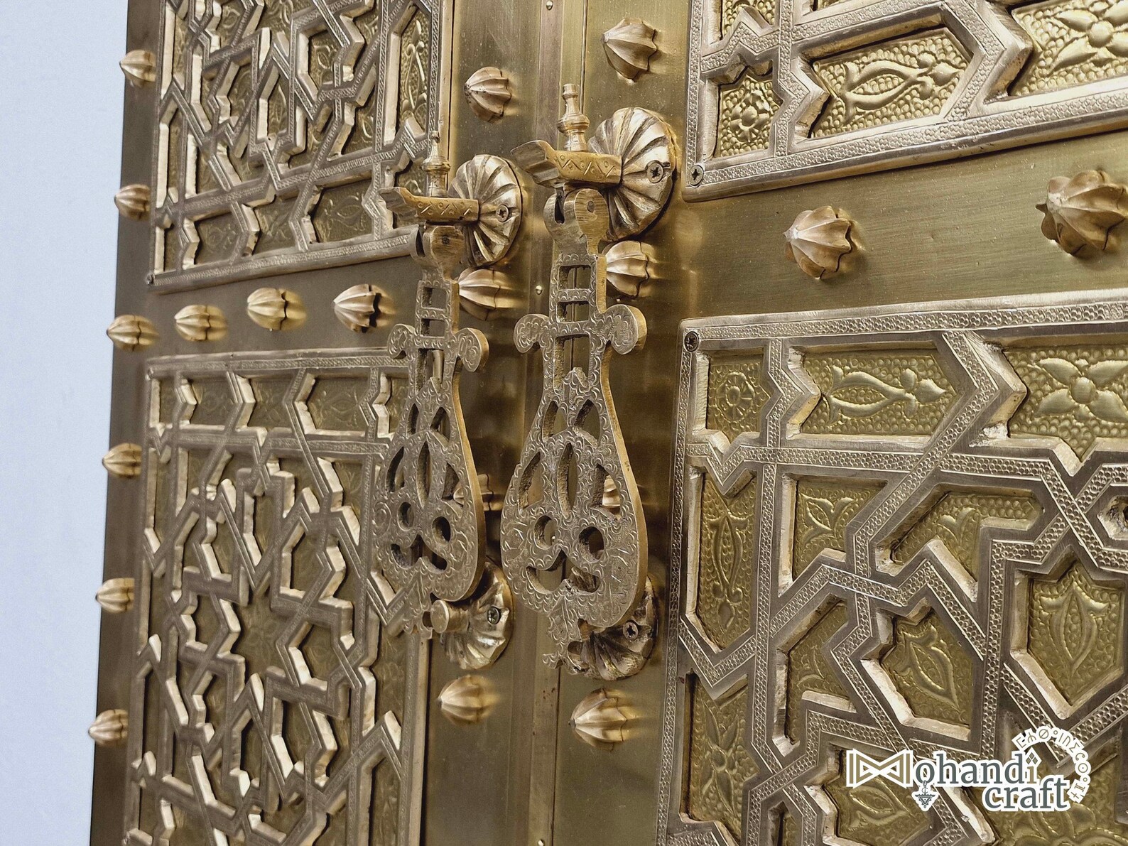 GOLDEN Polished BRASS Moroccan DOOR, Custom Double Panel Door, Hand ...