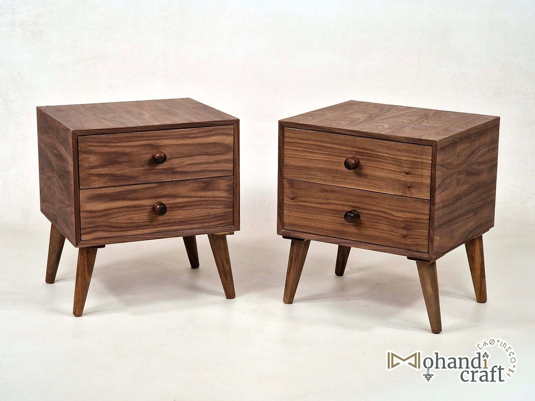 Minimalist Walnut Wood Bedside Table - A Stylish Addition to Your Home ...