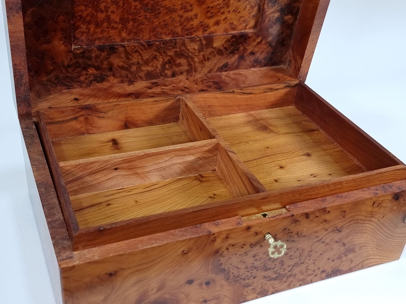 Large HANDMADE Solid Thuya Burl JEWELRY BOX Wood Gift, 12x8 Lockable ...
