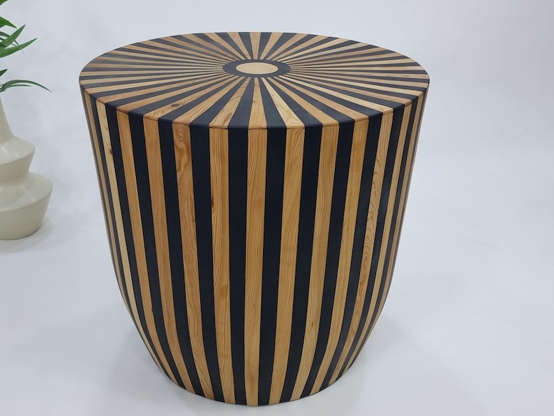 STUNNING HANDMADE Round Table, Unique Contemporary Modern Wood Side ...