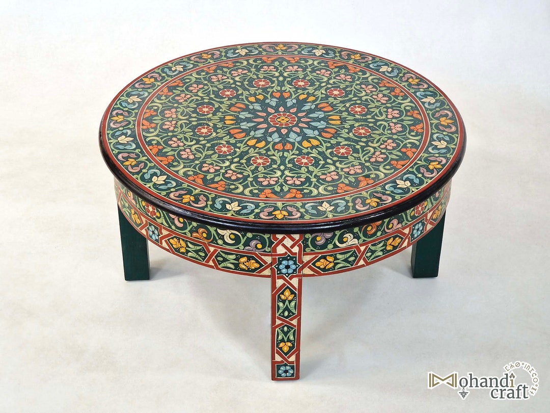 UNIQUE Custom Moroccan Round LOW TABLE - Moroccan Wooden Coffee Table ...