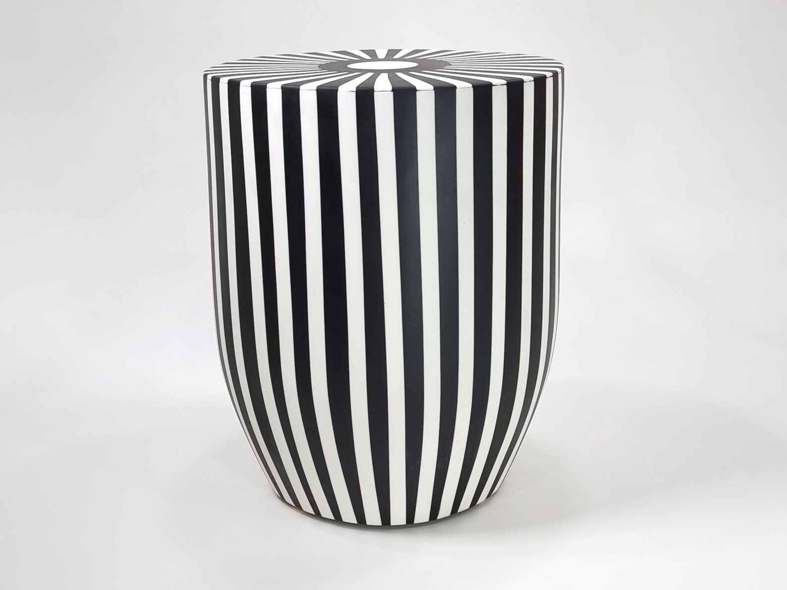 STRIPE HANDMADE Round Table, Unique Wooden Art Side Table Piece, Black ...