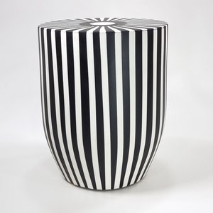 STRIPE HANDMADE Round Table, Unique Wooden Art Side Table Piece, Black ...