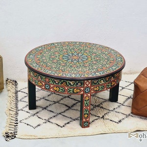 UNIQUE Custom Moroccan Round LOW TABLE - Moroccan Wooden Coffee Table ...