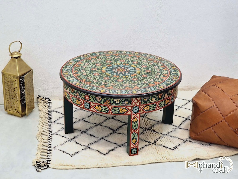 UNIQUE Custom Moroccan Round LOW TABLE - Moroccan Wooden Coffee Table ...