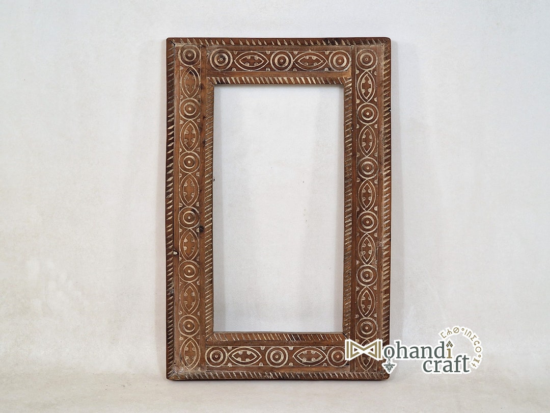 Rustic Chic Mirror Frame - MOROCCAN Handcrafted Mirror Frame - CARVED ...