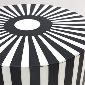 STRIPE HANDMADE Round Table, Unique Wooden Art Side Table Piece, Black ...