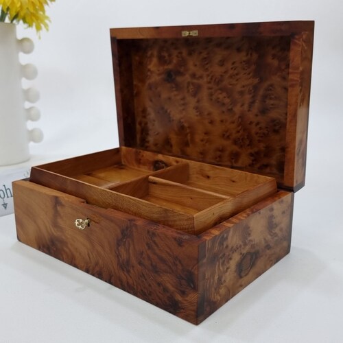 Handmade Thuya Wood Burl Jewelry Box Unique Lockable Wooden - Etsy