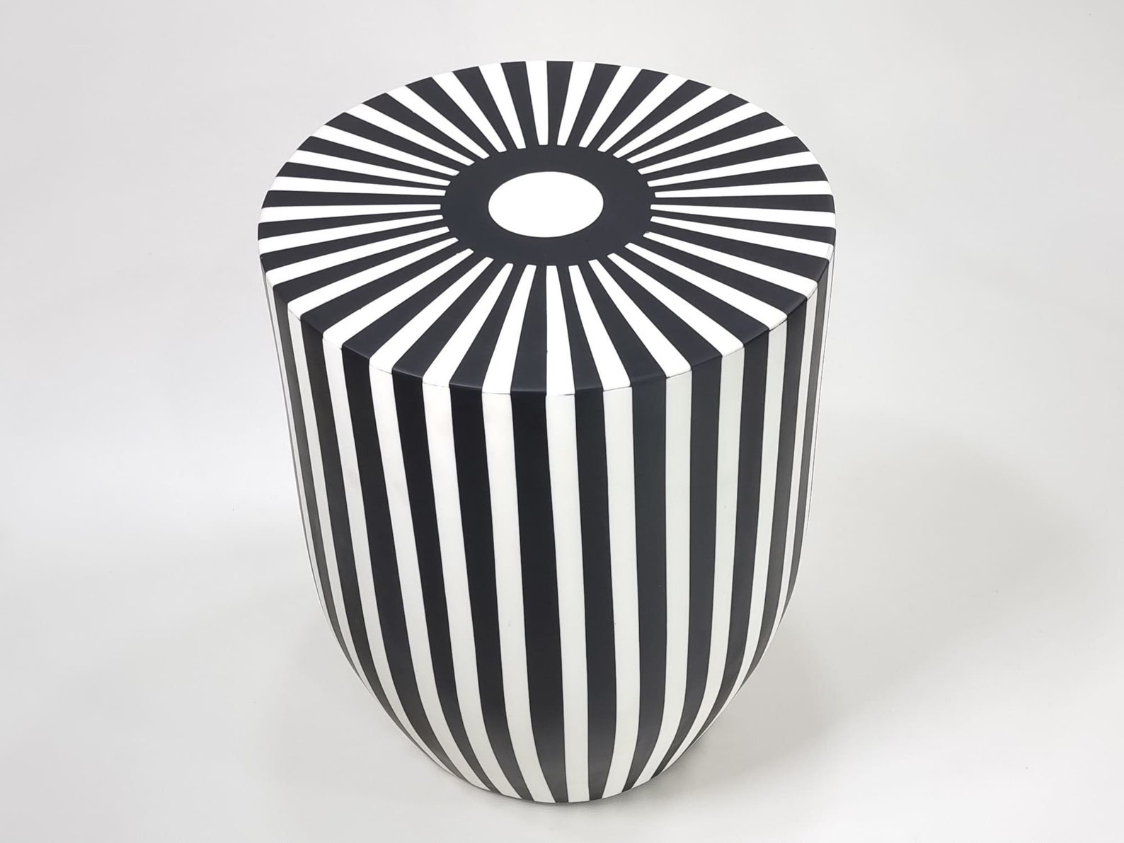 STRIPE HANDMADE Round Table, Unique Wooden Art Side Table Piece, Black ...