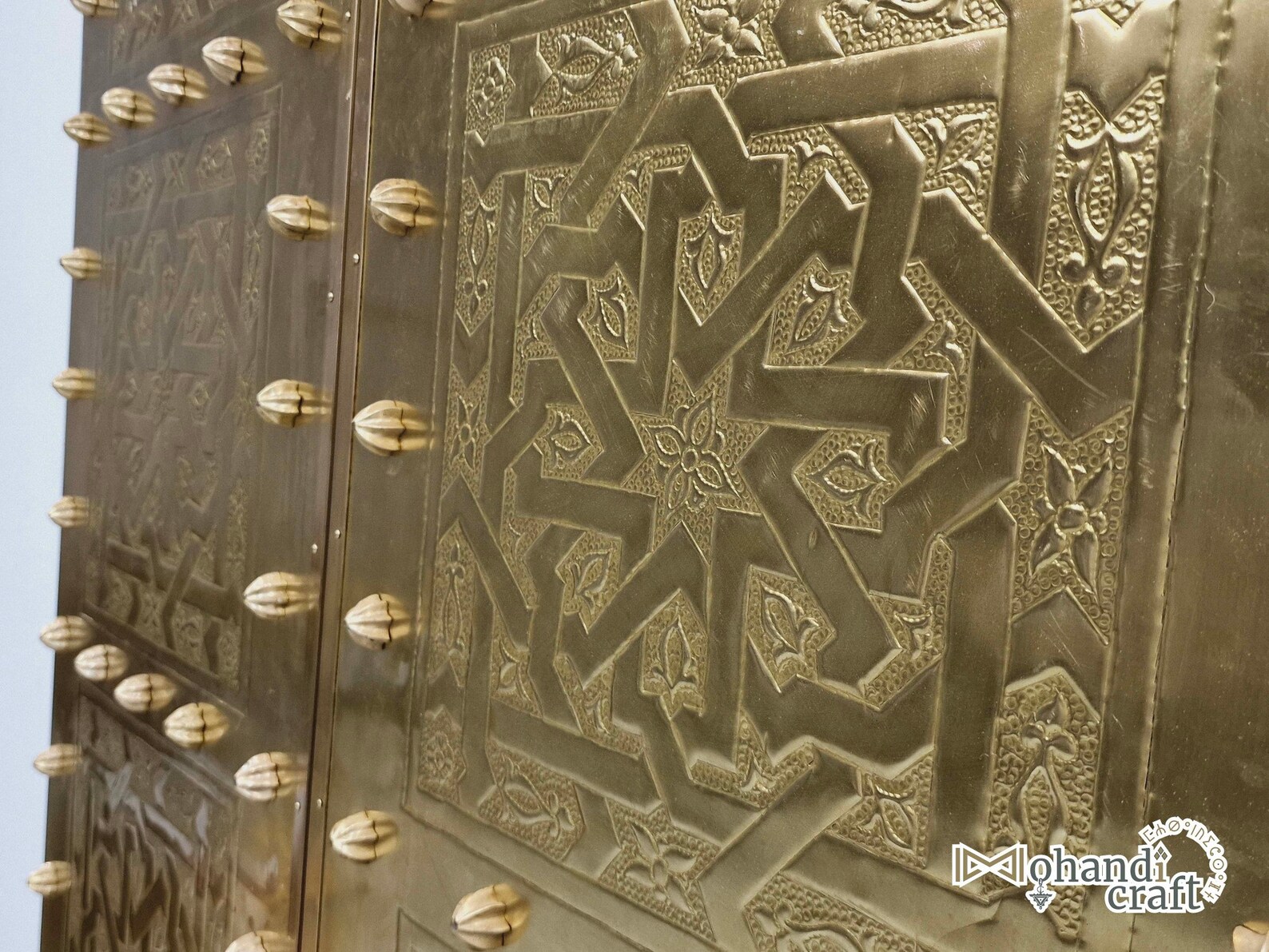 GOLDEN Polished BRASS Moroccan DOOR, Custom Double Panel Door, Hand ...
