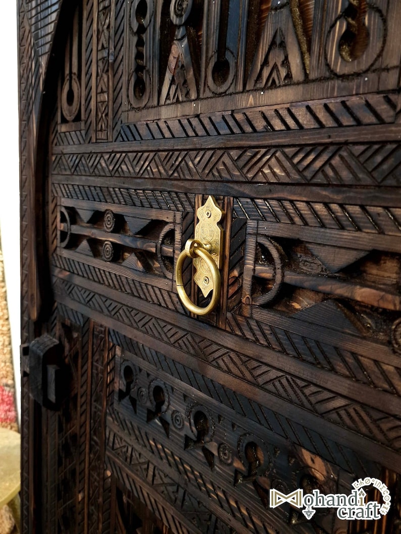 CUSTOM Moroccan WOOD Door, Artwork Moroccan Carved Door, HANDMADE Dark ...
