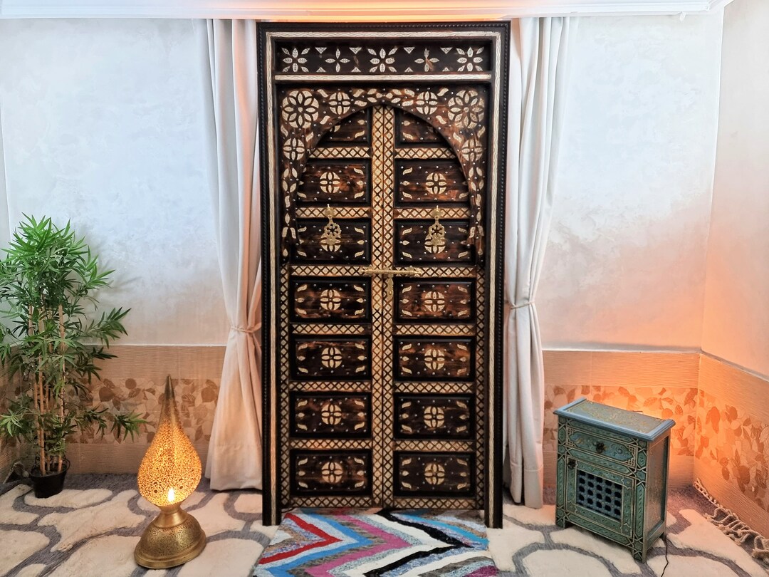 A Unique Moroccan Door, Artwork Moroccan Carved Traditional Inlaid Bone ...