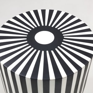 STRIPE HANDMADE Round Table, Unique Wooden Art Side Table Piece, Black ...