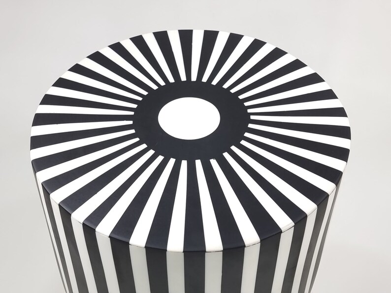 STRIPE HANDMADE Round Table, Unique Wooden Art Side Table Piece, Black ...