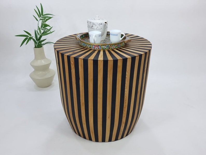 STUNNING HANDMADE Round Table, Unique Contemporary Modern Wood Side ...