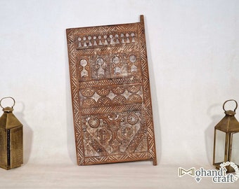 VINTAGE Double Panel Door, CARVED Wood Berber Design, Unique Moroccan ...