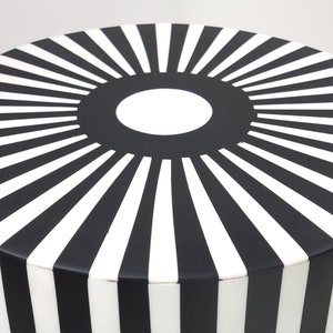 STRIPE HANDMADE Round Table, Unique Wooden Art Side Table Piece, Black ...