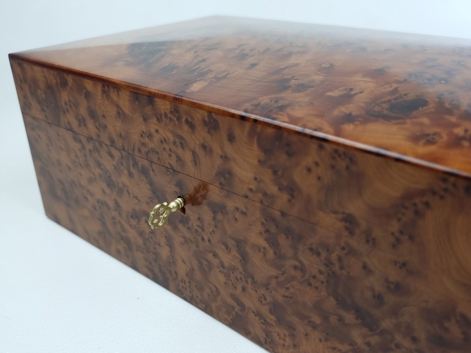 Handmade LARGE Solid Thuya Burl JEWELRY BOX, 12x8in Lockable Wooden Box ...