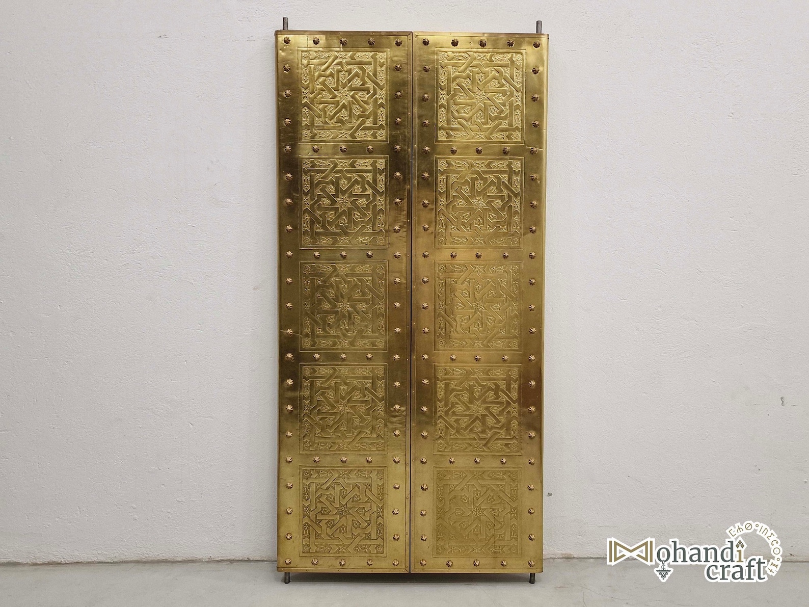 GOLDEN Polished BRASS Moroccan DOOR, Custom Double Panel Door, Hand ...
